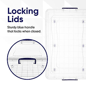 Superio Under Bed Storage Containers with Wheels (2 Pack), Flat Clear Storage Bin Stackable Large Storage Latch Box with Lids Store Cloths, Bedding, Linen, For Under The Bed, Garage, Home