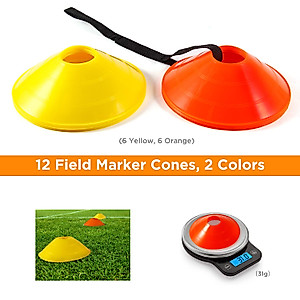 Ohuhu Agility Ladder Speed Training Set: 12 Rung 20ft Soccer Training Equipment with 12 Cones, 4 Steel Stakes, Instruction Manual & Carrying Bag for Soccer Football Exercise Sports Footwork Training