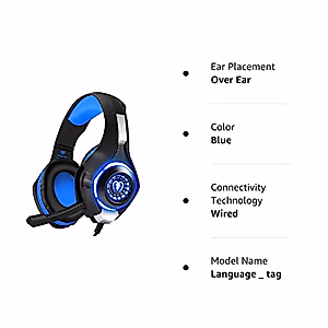 BlueFire Professional 3.5mm PS4 Gaming Headset Headphone with Mic and LED Lights for Playstation 4, PS5, Xbox one,Laptop, Computer (Blue)