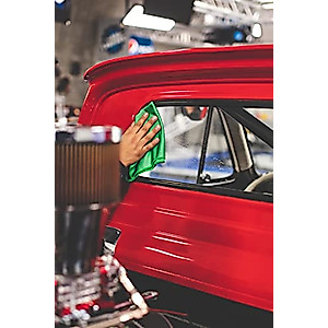 The Rag Company - Standard Microfiber Window, Glass, Mirror & Chrome Towels - Professional Cleaning & Detailing, Lint-Free, Streak-Free, 350gsm, 16in x 16n, Green (12-Pack)