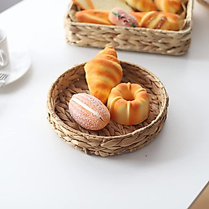 Fruit Tray Weaving by Grass, Round Bins for Vegetable, Arts and Crafts. (Small)