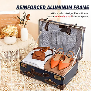 urecity Vintage and Cute Carry-on Overnight Case Non-wheeled Mini Leather Trunk Suitcase with Shoulder Strap