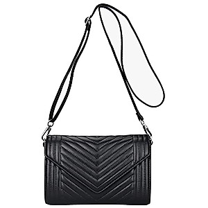 Black Crossbody Bags for Women Small Leather Crossbody Purse Black Clutch Purse Mini Quilted Handbag Little Women's Cross Body Bag Designer Purses