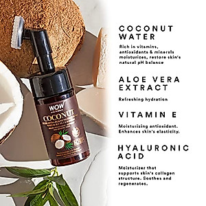 WOW Skin Science Coconut Hydrating Foaming Face Wash Cleaner with Brush- Free from Parabens, Silicones, Mineral Oil & Synthetic Fragrance - 150ml