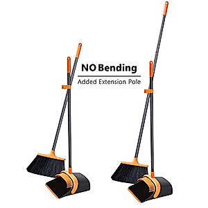 Broom and Dustpan Set, Broom and Dustpan, Broom and Dustpan Set for Home, Upgrade 52" Long Handle Broom with Stand Up Dustpan Combo Set for Office Home Kitchen Lobby Floor Use, Dust pan and Broom Set