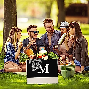 DUOLIYBC Initial Tote Bags for Women,Canvas Tote Bag for Women,Personalized Birthday Gift for Women, Mom, Teachers, Friends,Gift Ideas for Birthday,Wedding,Mother's Day,Beach(Letter M)