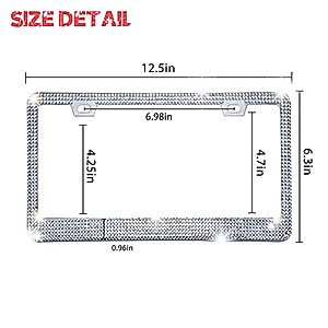 LivTee Luxury Rhinestone License Plate Frame Bling Car Accessories for Women, Funny Glitter Stainless Steel Cover 1000+ Cute Crystal Diamond Licenses Plates Holder with Cap Screws Set(White)