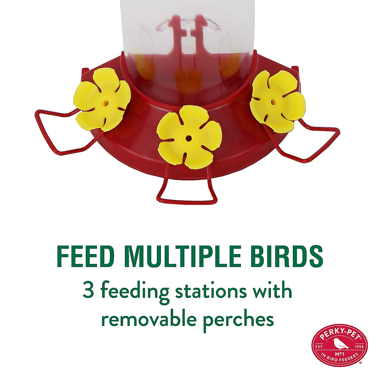 Perky-Pet 217 Window Mount Plastic Hummingbird Feeder with Perches - 8 oz Outdoor Garden Décor Hummingbird Feeder,  iridescent color