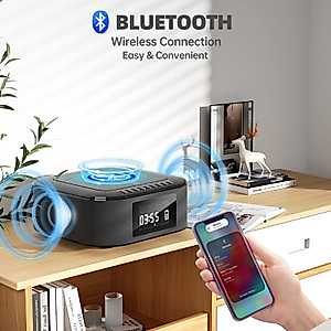CD Player with Speakers, ARAFUNA CD Player Bluetooth Boombox with Subwoofer, 2000mAh Rechargeable DVD Player with HDMI, AV Cord, FM Radio Home CD Player with Alarm Clock & Support USB-Upgraded