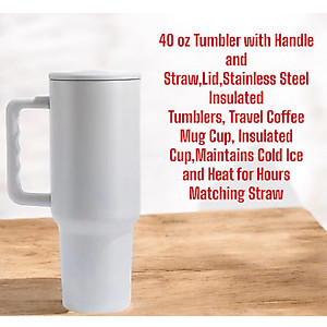 Kiki New York 40 oz Tumbler with Handle and Straw Lid, Insulated tumblers Cup friendly design, Keeps Drinks Cold or Hot with Insulated cups, Reusable Water bottle with straw, Perfect Gifts