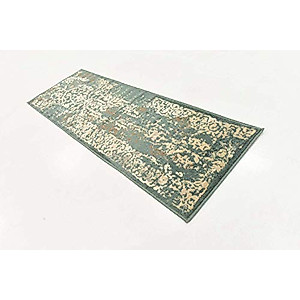 Unique Loom Tuareg Collection Vintage Distressed Traditional Area Rug, 2 ft x 6 ft, Green/Beige