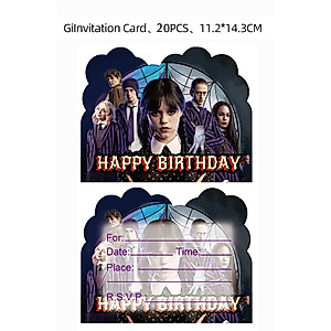 LOVSTAY 20pcs wednesday addams Birthday Invitations,wednesday addams Party Invitations Birthday Party Supplies Decoration (20)
