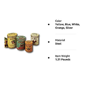 Set of 4 Large Vintage Antique Style Round Metal Nesting Kitchen Canisters with Lids Sugar Tea Coffee and Flour