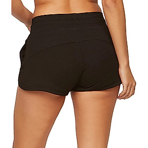 Colosseum Active Women's Junior Fit Four Way Stretch Micro French Terry Dolphin Lounge Short with Pockets (Black, Large)
