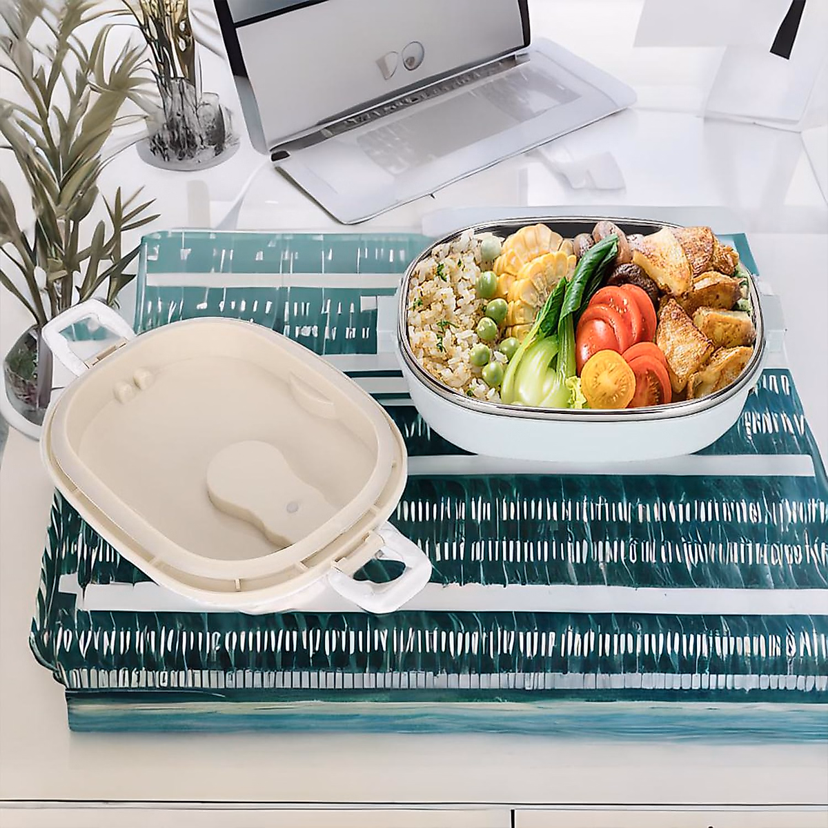 900ml Lunch Box, 304 Stainless Steel Adult Lunch Containers Portable Leakproof Eco-Friendly Hot and Cold Food Stackable Bento Box Food Storage for Office Outdoor Travel（1 Layer）