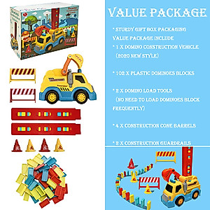 Domino Train, Domino Blocks Set, Domino Construction Vehicle Toys, Building and Stacking Toy Blocks Domino Set for 3-7 Year Old Toys, Boys Girls Creative Gifts for Kids