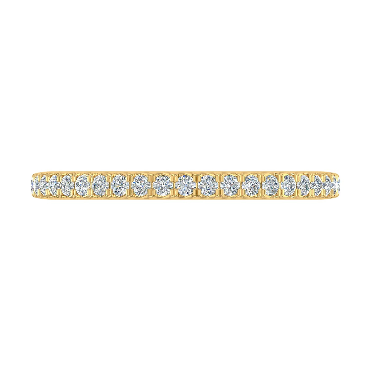 FINEROCK 1/2 Carat Prong Set Diamond Ladies Eternity Ring in 14K Yellow Gold (Ring Size 7) (I1-I2 Clarity)