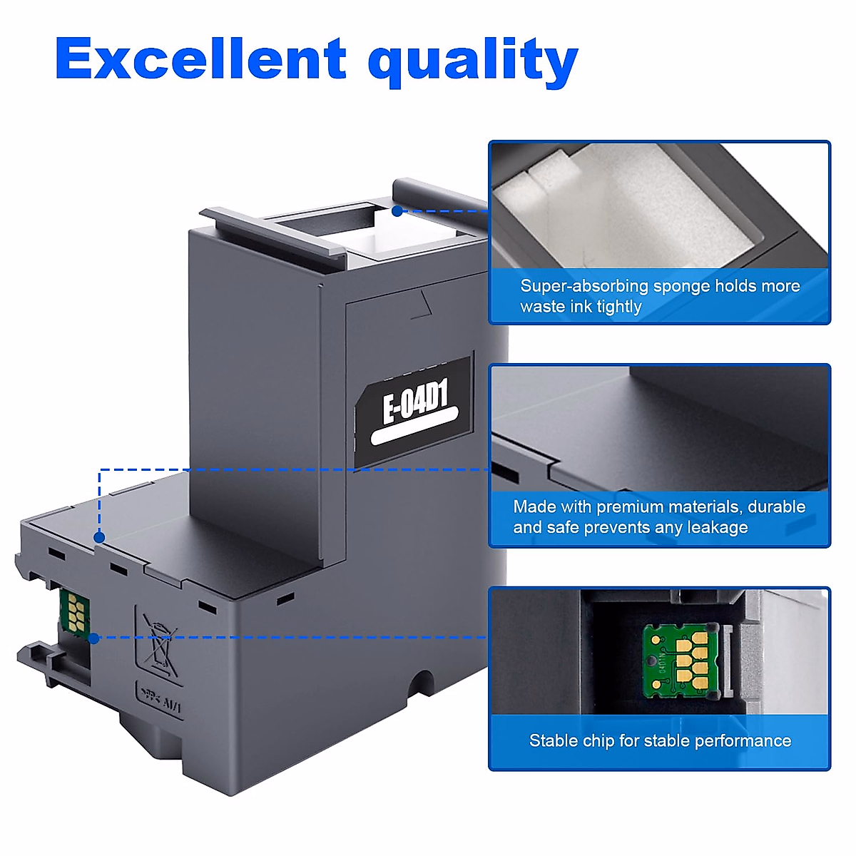 T04D1 Ink Maintenance Box for ET-15000 ET-3750 ET-3760 WF-2860 ET-4760 ET-3850 ET-4850 XP-5100 Printers（TO4D1/ EP-04D1/ TO4D100/ EWMB2/ 04D1 Waste Ink Tank）