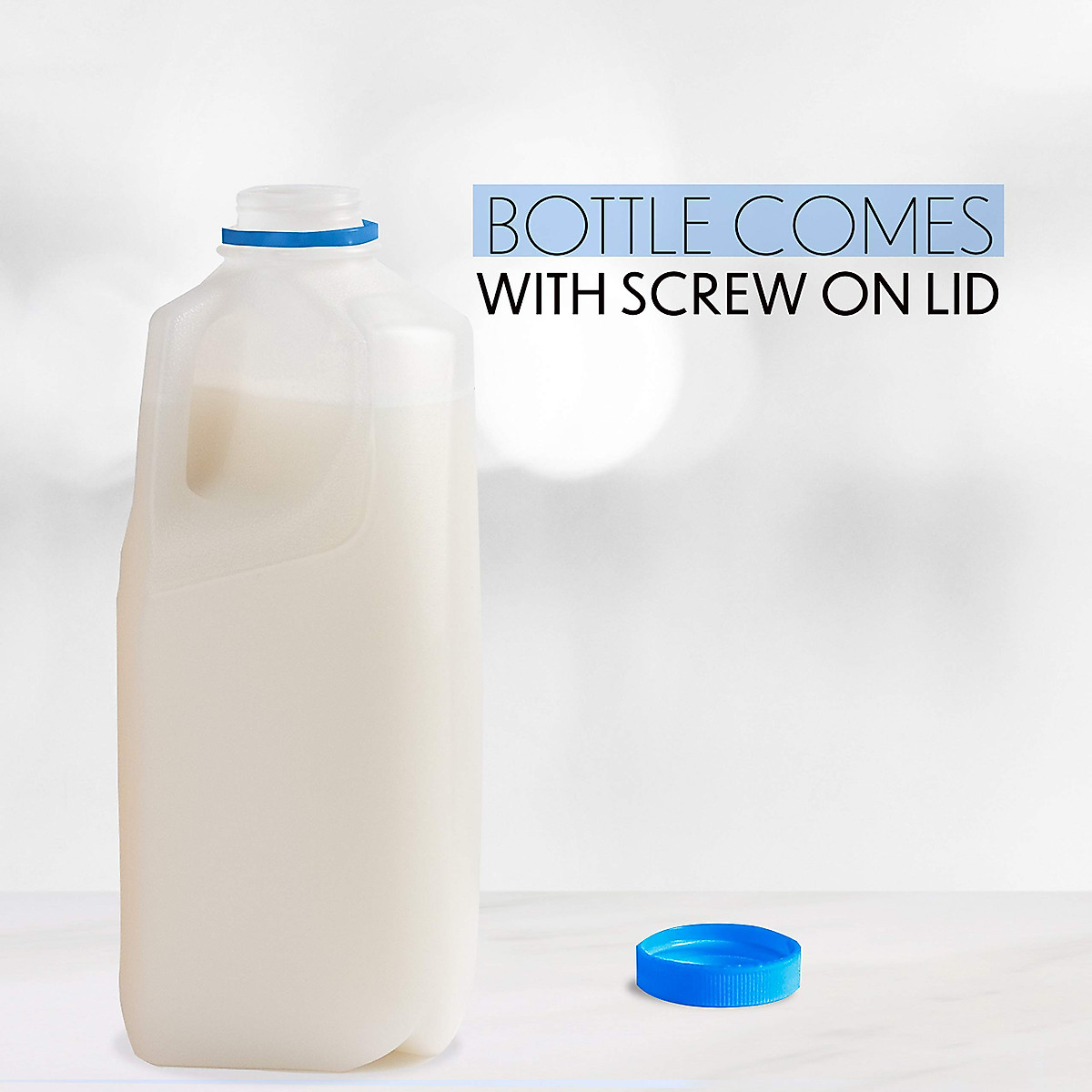[6 PACK] Half Gallon Jugs With Caps - 64oz Empty Milk Plastic Container Bottles and Lid