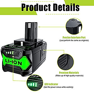 【Upgraded 7000mAh】 2Pack Replacement for Ryobi 18V Battery Lithium ONE+ P108 P102 P103 P104 P105 P107 P109 P122 Cordless Power Tools Battery with LED Indicator