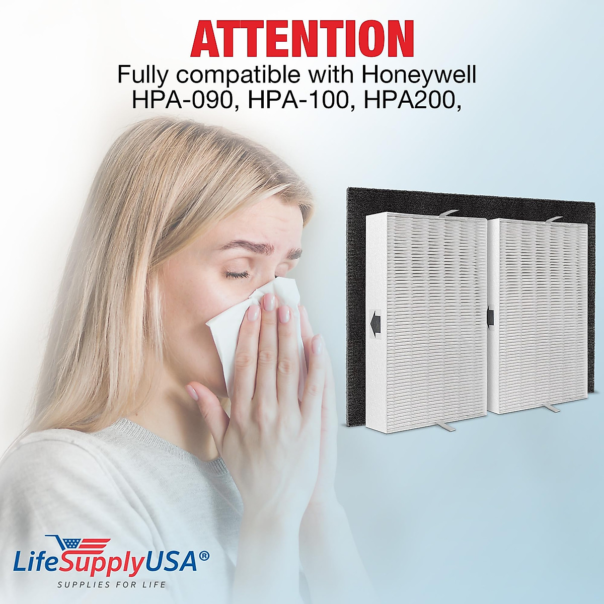 Complete Replacement Filter Set (2 HEPA 1 Carbon) for Honeywell HPA090 HPA100 HPA200 HPA300 Series Air Purifiers