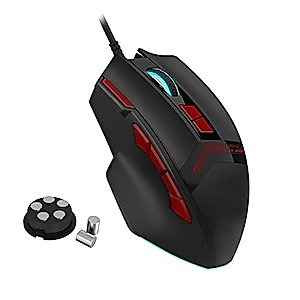 Ruiqas Wired Mouse 10 Buttons Optical Gaming Mouse with RGB Light 1000/1600/ 2400/ 3200DPI Weight Tuning for PC Computer Laptop