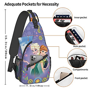 LZYUNAZ Cartoon Sling Bag Crossbody Sling Backpack for Girls Teen Hiking Travel Running (Purple)