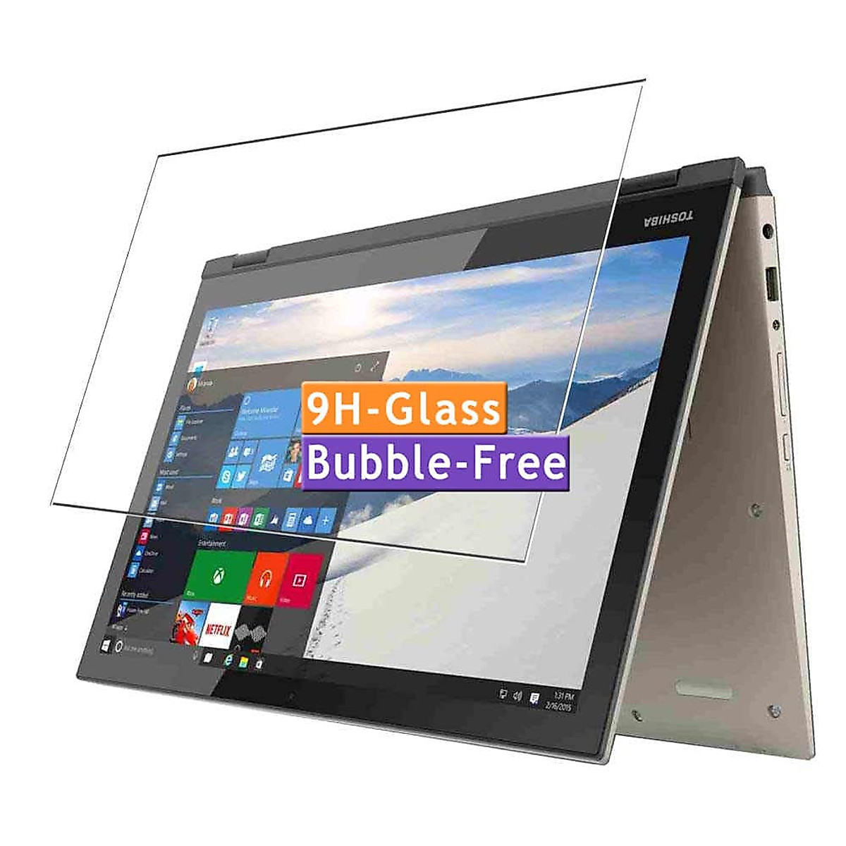 Vaxson Tempered Glass Screen Protector, compatible with Toshiba Satellite Radius 15 15.6" Laptop Visible Area Cover Only, 9H Film Protector [Not Full Coverage]