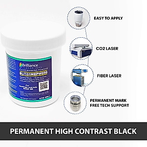 Brilliance Laser Inks 50 Grams Black Metal Marking Powder with Foam Brush | Permanent Durable High Contrast Laser Engraving Accessories for Fiber, YAG, and CO2 Laser Engraver BLI101MBPWD50
