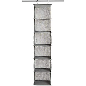 Amazon Basics 6-Tier Hanging Closet Shelf Organizer With Pockets, 8.5" D x 12" W x 9" H