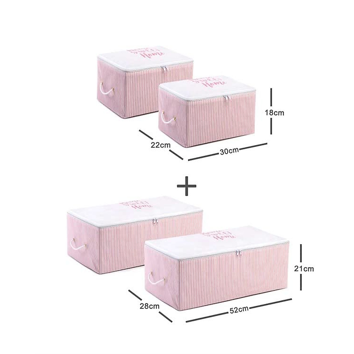 4 Pack Pink Storage Bags for Bedroom, Clothes and Blanket Organizer, Double Zipper Organization Bag, Foldable Fabric Boxes for Laundry Room, Large Capacity Comforter Storage Bag