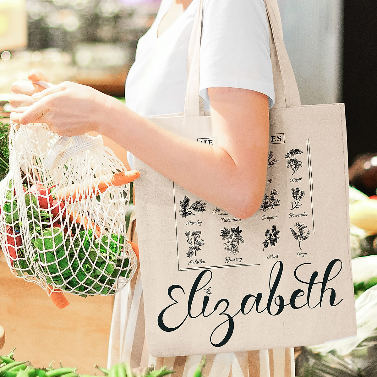 People People Personalized Minimalist Tote Bag for Women w/Name - 9 Design Options Customized Minimal Canvas Reusable Totes Bags Custom Modern Art Shoulder Minimalistic Christmas Gift C1, Beige