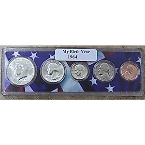 1964-5 Coin Birth Year Set in American Flag Holder Uncirculated
