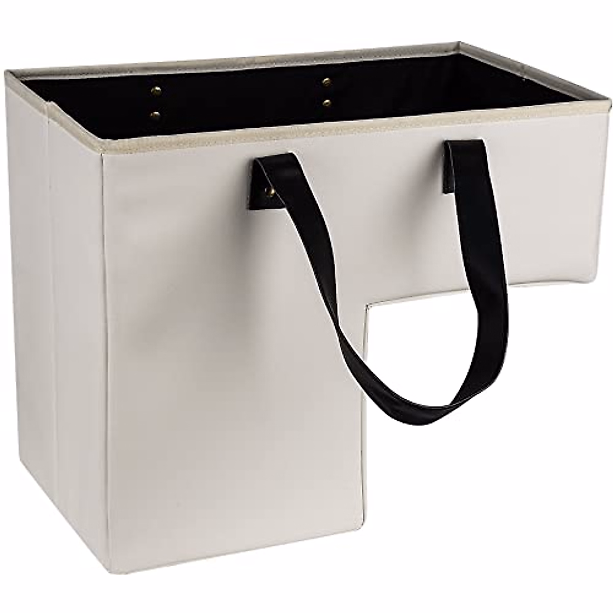 SAM AND MABEL Stair Basket for Carpeted and Wooden Stairs - Collapsible Staircase Basket for Stairs, Innovative L-shaped Storage Organizer for Home and Office Decor (Creamy White)