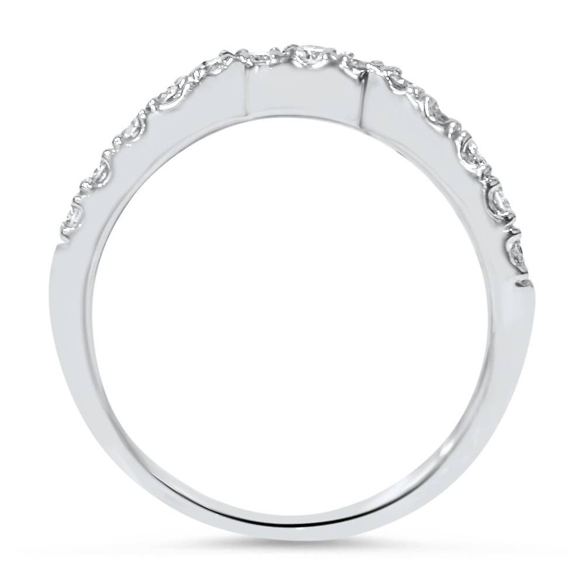 P3 POMPEII3 14K White Gold 3/8ct Diamond Wedding Anniversary Curved Guard Ring - Size 5.5