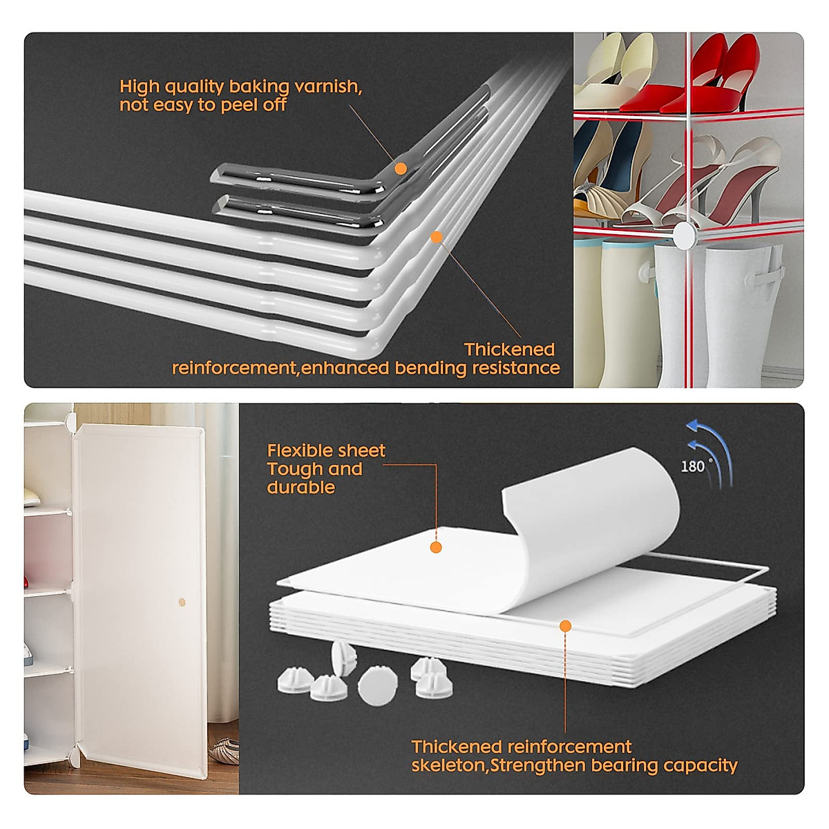enlitoys Shoe Rack Organizer 6-Tier Shoe Cabinet Expandable Free Standing Shoe Rack (24x12x36 inches) Portable Shoes Organizer Covered Shoe Rack White