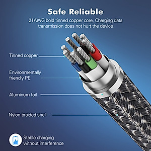 Sundix iPhone Charger, Lightning Cable [MFi Certified] 5Pack [1/3/3/5/5FT] iPhone Charger Cable Cord Nylon Braided Fast Charging Data Transfer Cord for iPhone 14/13/12/Pro Max /11/XS/Max/XR/X/8