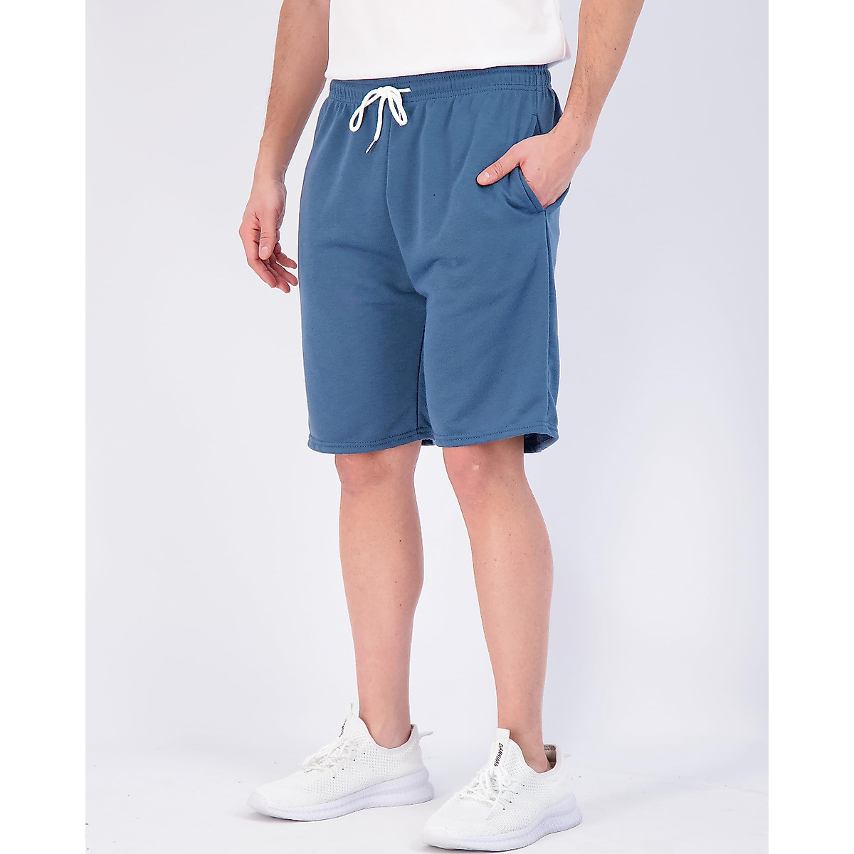 Real Essentials Men's Casual Lounge Shorts Pockets Active Sports Fitness Training Athletic Gym Sweat Workout Knit Soccer Basketball French Terry Cloth Cotton Dry Fit Jersey Sleep, Set 4, XL, Pack of 3