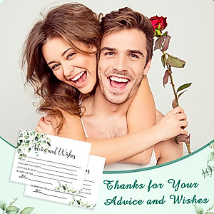 Zonon Advice and Wishes Cards, Uncoated Wedding Advice Cards Heavyweight Printed Guestbook Cards for the Bride and Groom, Baby Shower, Bridal Shower, Wedding Shower, Birthday Party(Leaf Theme)