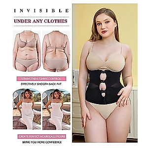 LODAY Waist Trainer for Women Breathable Mesh Crossover Waist Cincher Seamless Tummy Control Corset Shapewear Body Shaper (Black(Zipper & Hook), XX-Large)