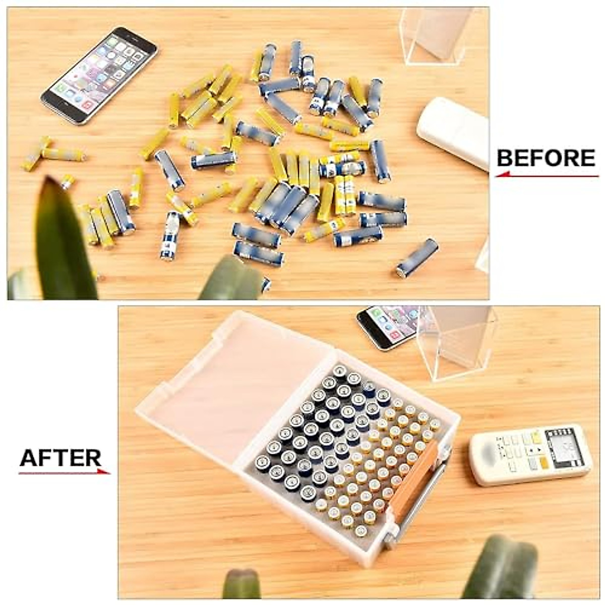 FULLCASE Battery Storage Organizer Holder Holds 72 AA AAA Batteries, Box Cases Garage Container, Home Drawer Organization Dispenser (Case Only) (White)