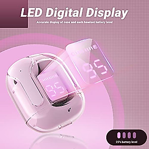 ACEFAST Wireless Earbuds, Bluetooth Headphones with ENC Noise Canceling Translucent Earphones, HiFi Dual Stereo Microphone Mini in-Ear Earbuds Touch Control with Charging Case and LED Digital Display