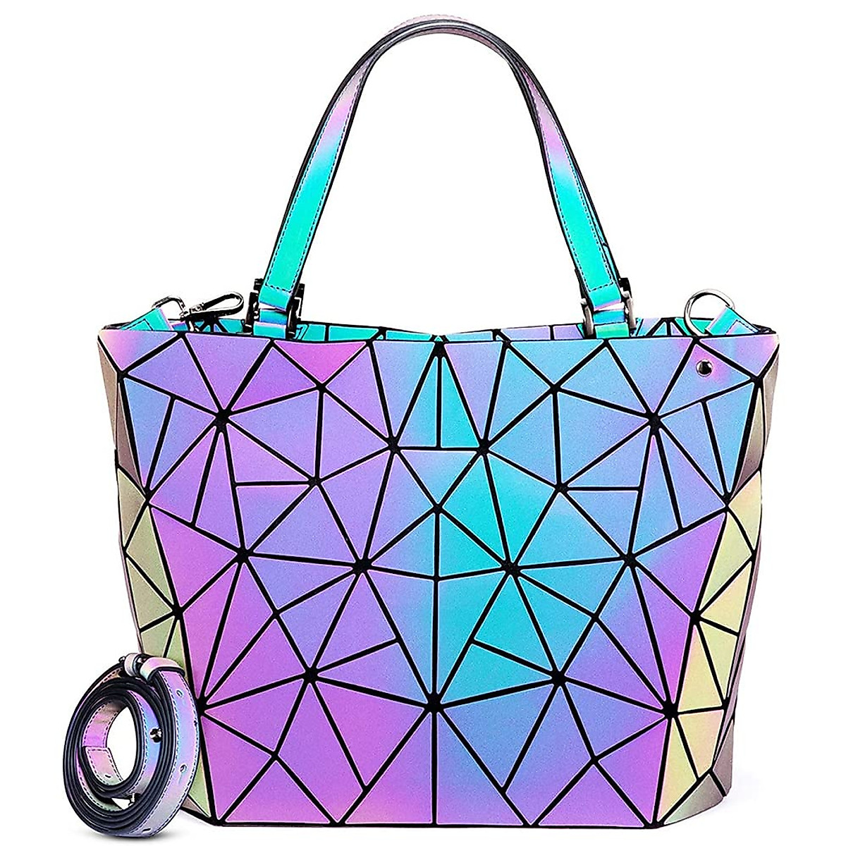 Sfly Shoulder Bags Womens Geometric Luminous Purse bags Ladies Crossbody Shoulder Bag Wallet Set