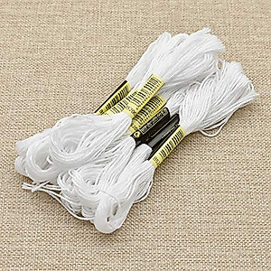 White Embroidery Floss, 24 Skeins Embroidery Thread Friendship Bracelet String, Cross Stitch Threads Hair Wrap Yarn