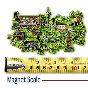 Great Smoky Mountain National Park Map Magnet by Classic Magnets, 4.6" x 2.7", Collectible Souvenirs Made in The USA