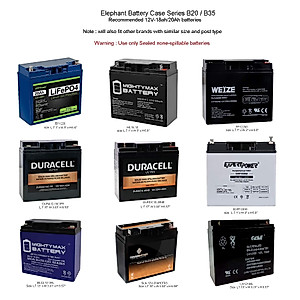 Elephant B35D2 Waterproof Battery Case Enclosure with Dual 2 pin connectors for 12V 35Ah / 20Ah Batteries