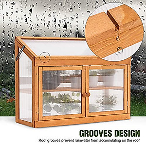 MCombo 2-Tier Wooden Cold Frame Garden Greenhouse Raised Flower Planter Shelf Bed Protection 6057-0160 (Orange)