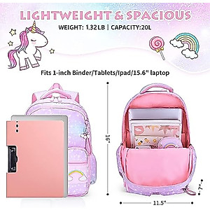 BYXEPA Girls Backpack, School Kids Backpacks, Cute Book Bag with Compartments for Teen Girl Kid Students Elementary Middle School(Purple)