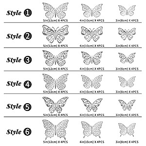 3D Butterfly Wall Decor - 72 PCS 3 Sizes 6 Styles Silver Butterfly Decorations - Butterfly Birthday Decorations Butterfly Party Decorations/Butterfly Cake Decorations/Butterfly Stickers for Birthday Kids Bedroom Nursery Wedding
