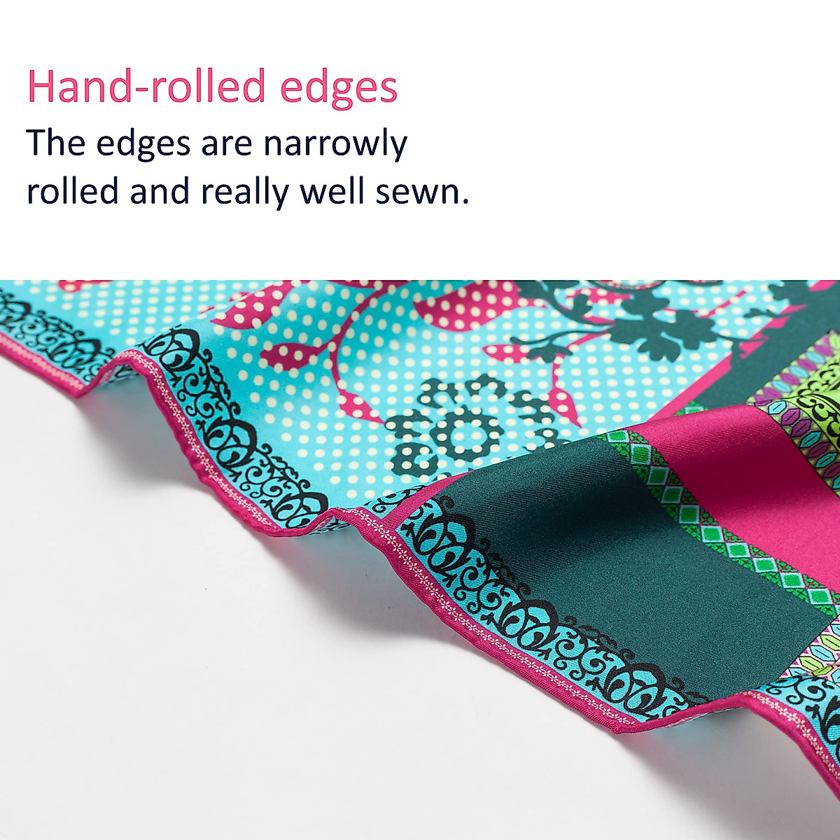 INAINI 100% Mulberry Silk Scarf Hand Rolled Women - Wild Rags Cowboy Scarves for Men - Western Scarf